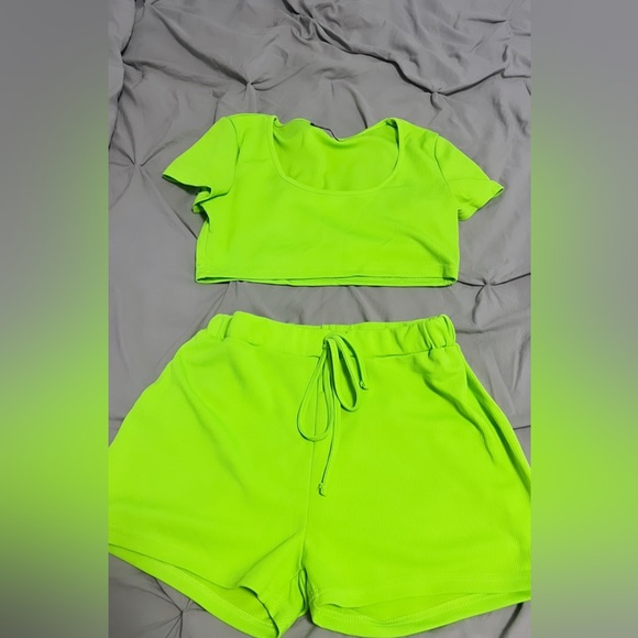 SHEIN | Other | Neon Green Set Crop Top And Shorts From Shein | Poshmark